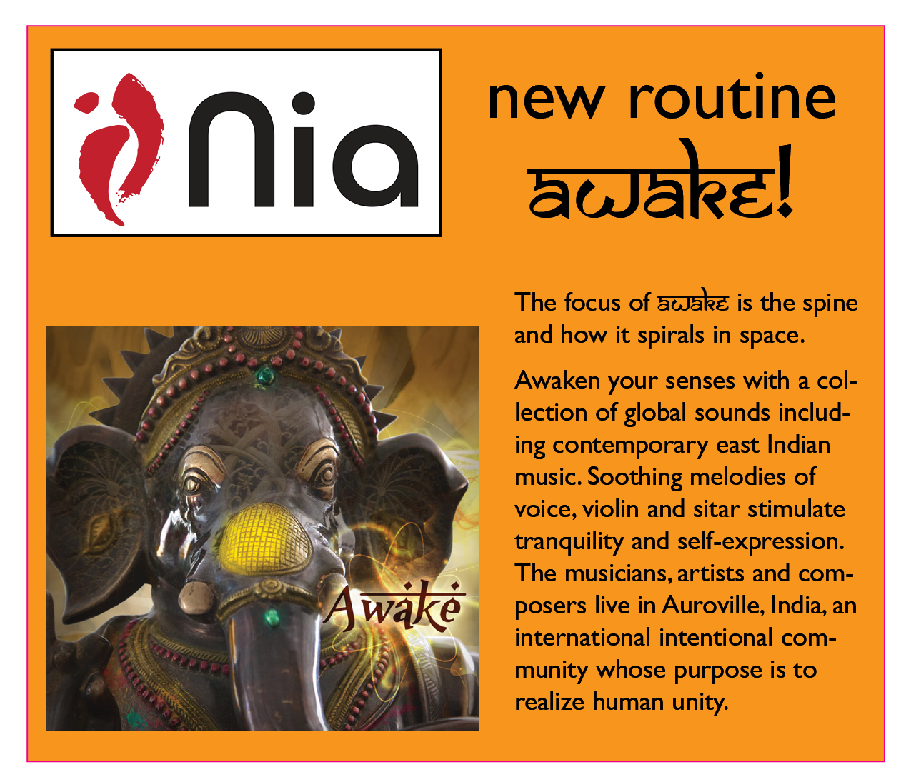 Nia, Thursday, Jan. 10, 10:15 am at MAGMA Classic Nia Routine-AWAKE ...